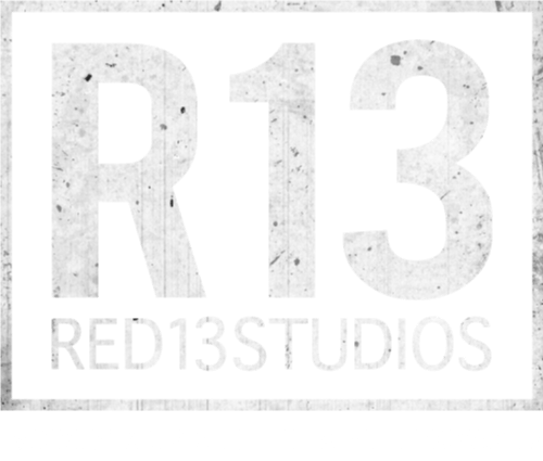 Red 13 Studios Textured Logo White | Red 13 Studios